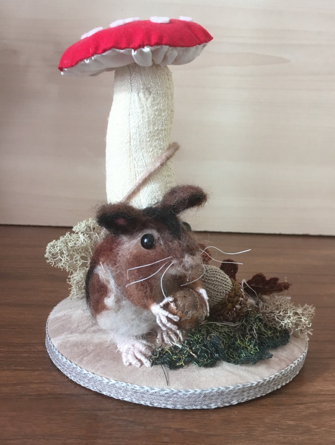 Needle Felted Animal. Needle Felted Mouse With Toadstool. Gift and ...