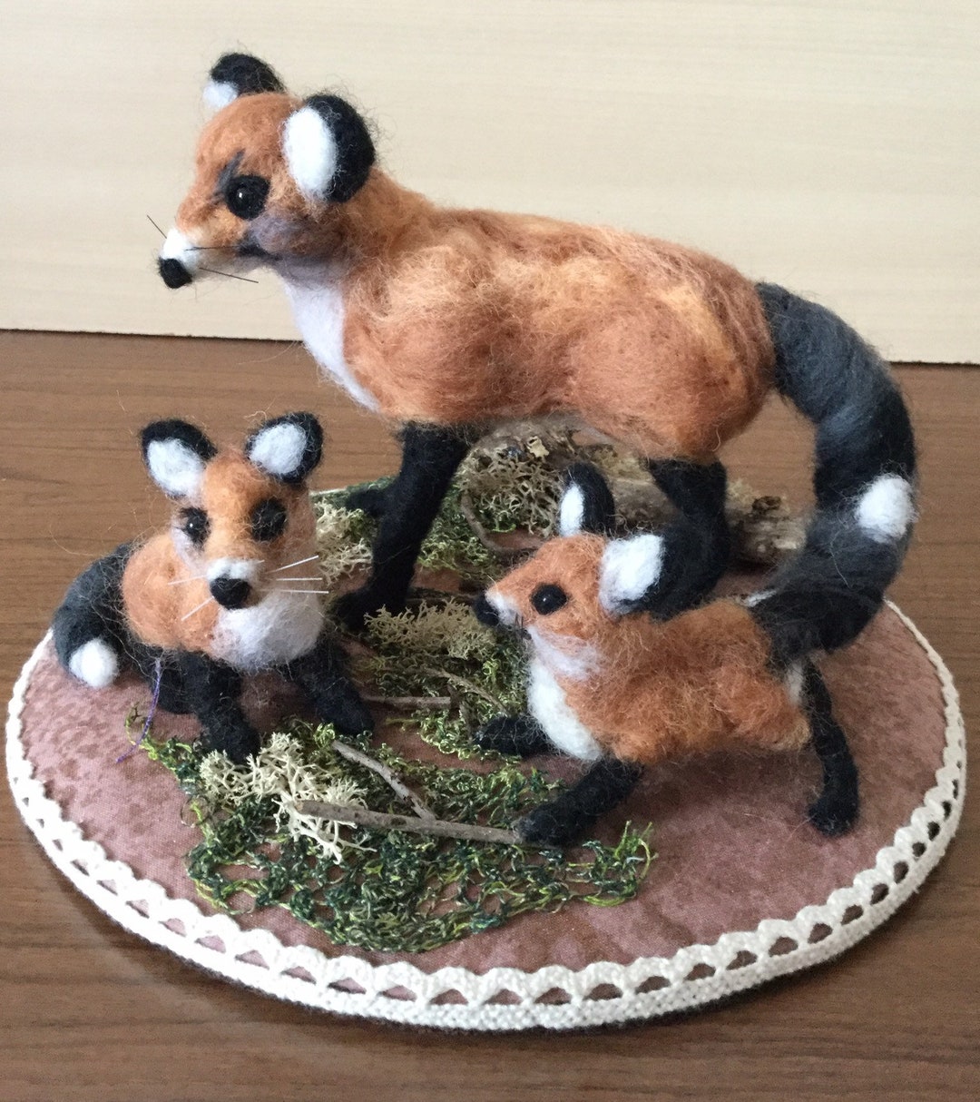 Foxes, Needle Felted Foxes, Family of Foxes, Fox Sculpture , Animal ...