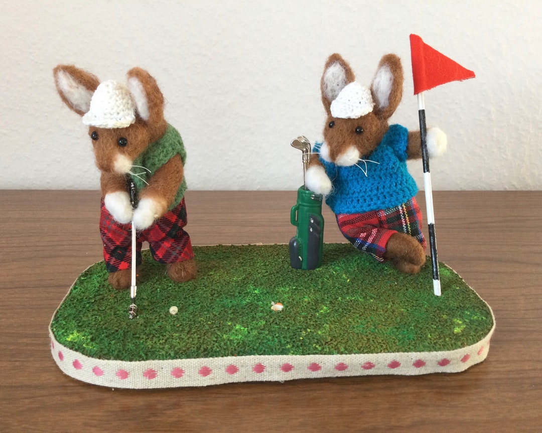 Rabbits. Felted Rabbits Golfing. Golfer Rabbits. Felted Rabbits. - Etsy UK
