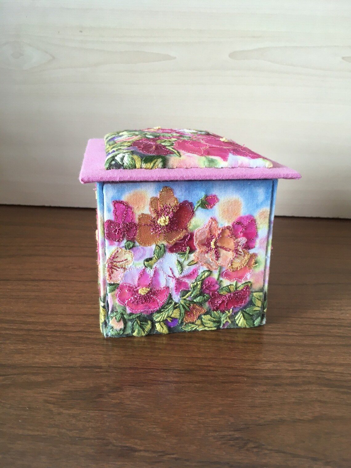 Embroidered Box. Machine Embroidered Box. Trinket Box. - Etsy