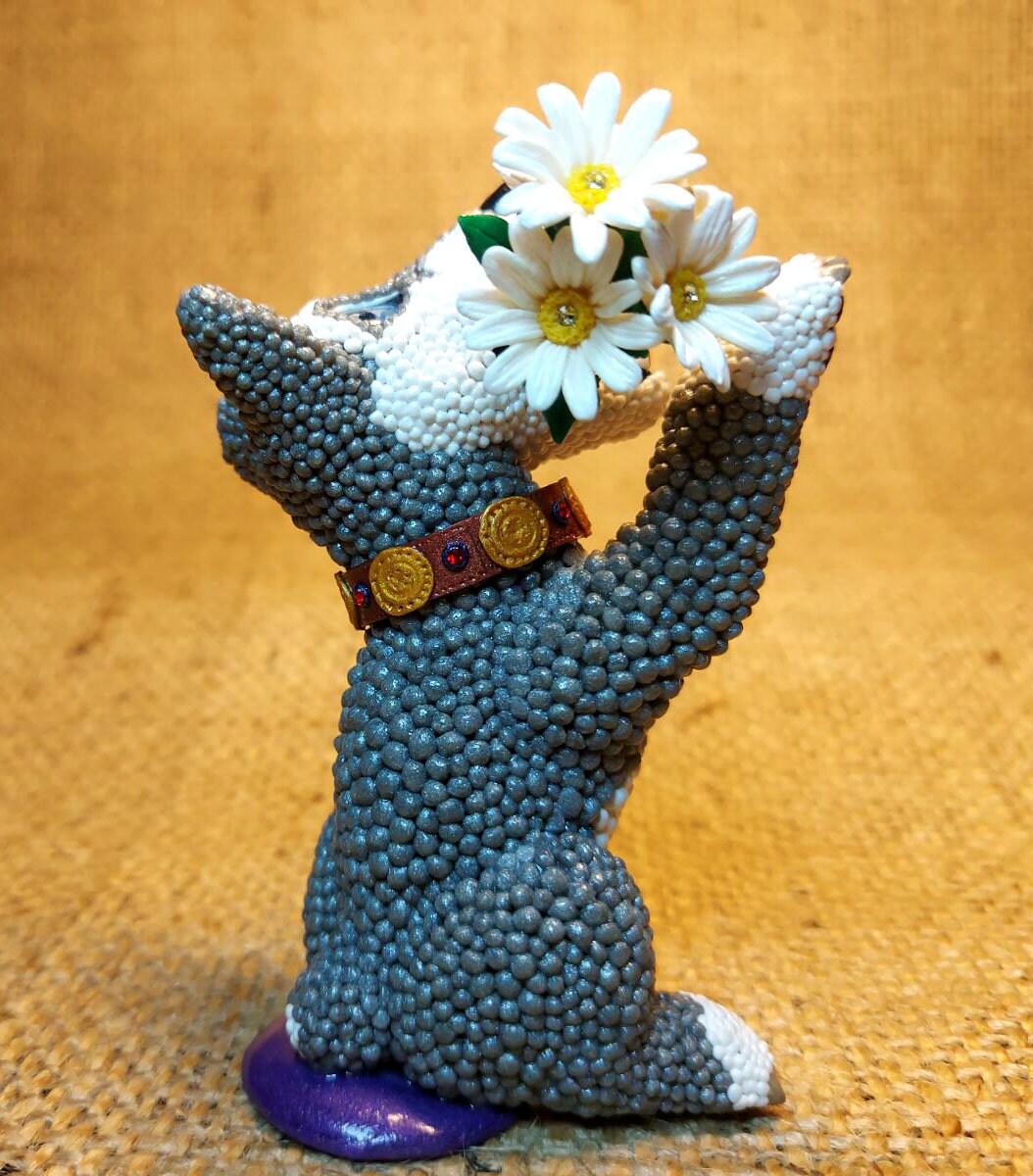 Polymer Clay Husky Dog With Daisies Figurine / Polymer Clay - Etsy UK