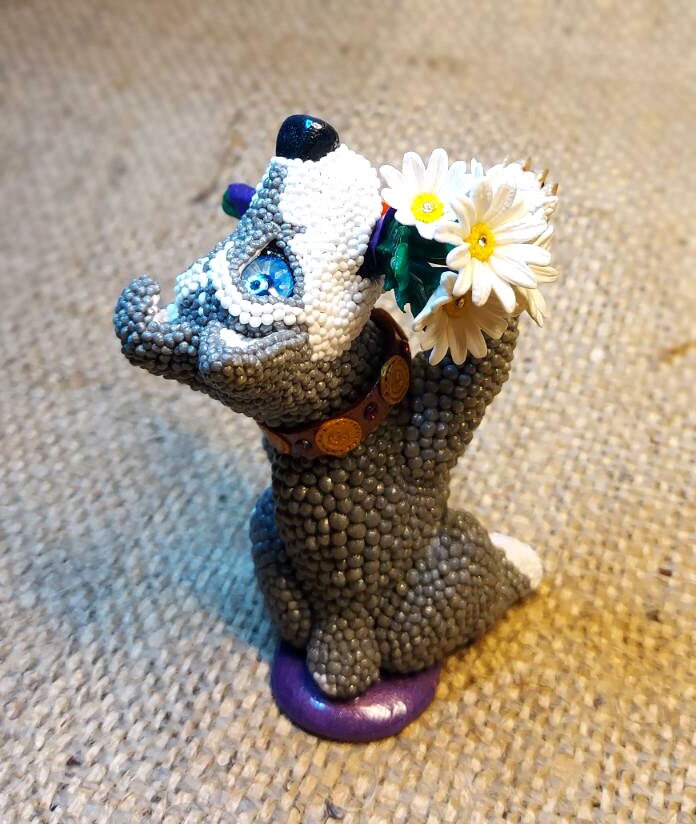 Polymer Clay Husky Dog With Daisies Figurine / Polymer Clay - Etsy UK