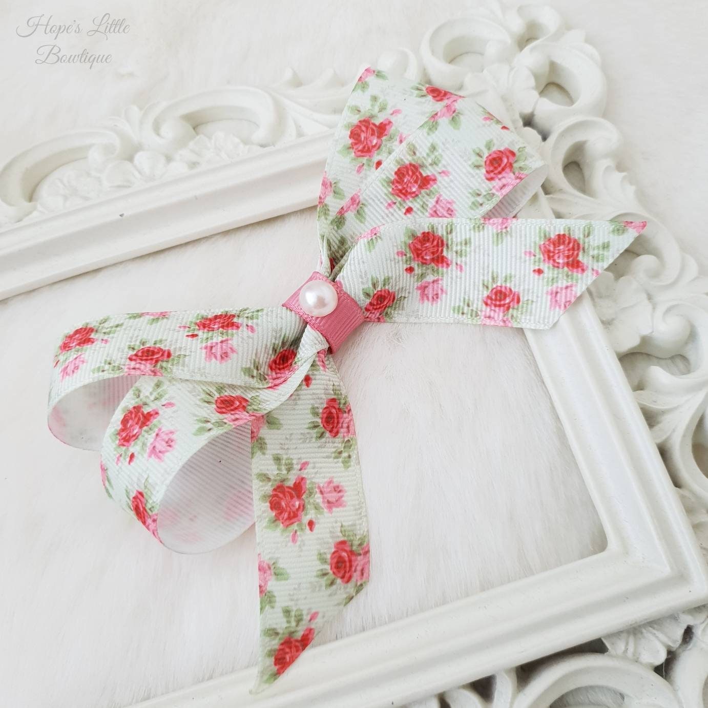 Vintage inspired floral ribbon bows | Etsy