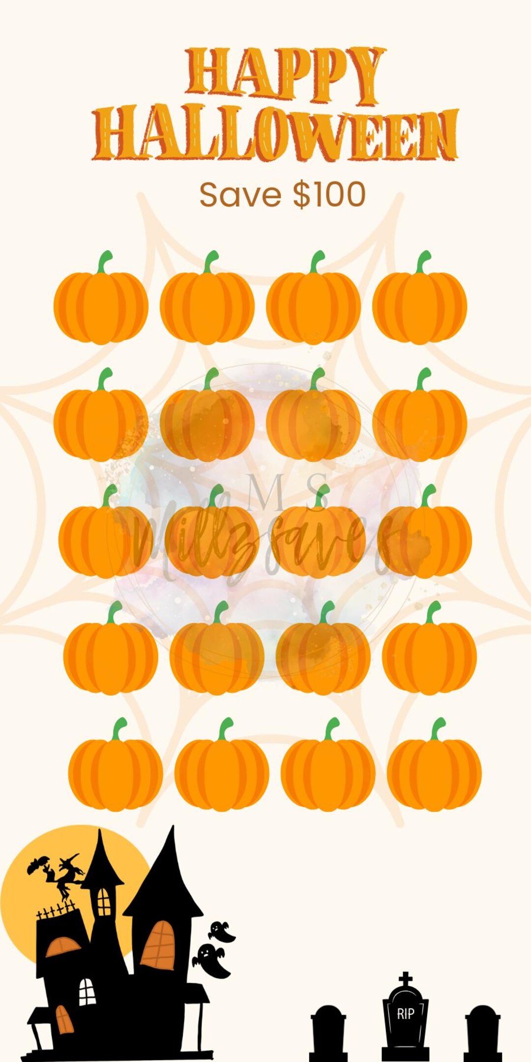 Halloween Savings Challenge | Spooky A6 Cash Envelope (digital Download ...