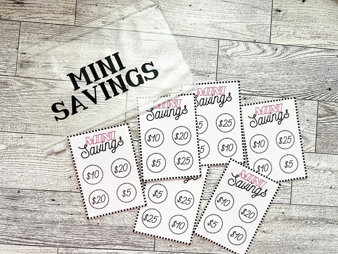 Mini Savings Challenge Cards With Envelope: Cash Budget System - Etsy