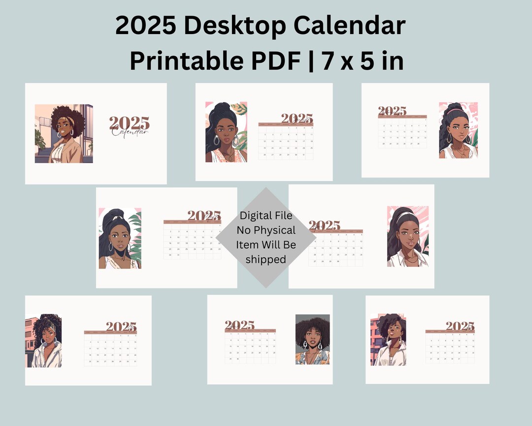 2025 Desktop Calendar | Desk Calendar | Printable PDF | 7x5 In - Etsy