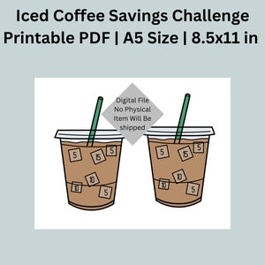 Iced Coffee Savings Challenge | Printable PDF | 8.5x11in | A5 | Cash ...