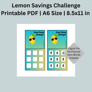Lemon Savings Challenge | Printable PDF | 8.5x11in | A6 Challenges ...