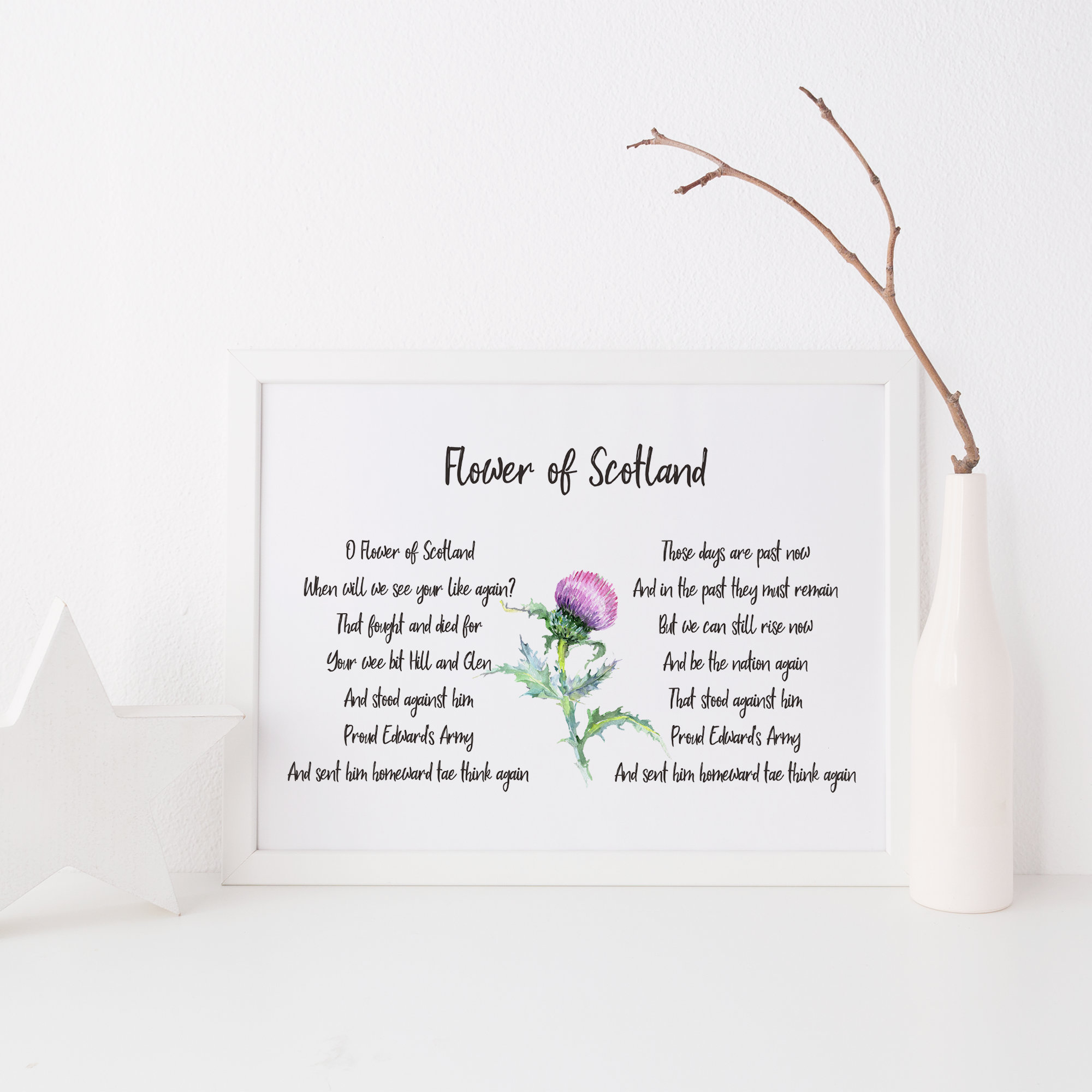 Scottish National Anthem Print Scottish Song Lyrics Flower - Etsy UK