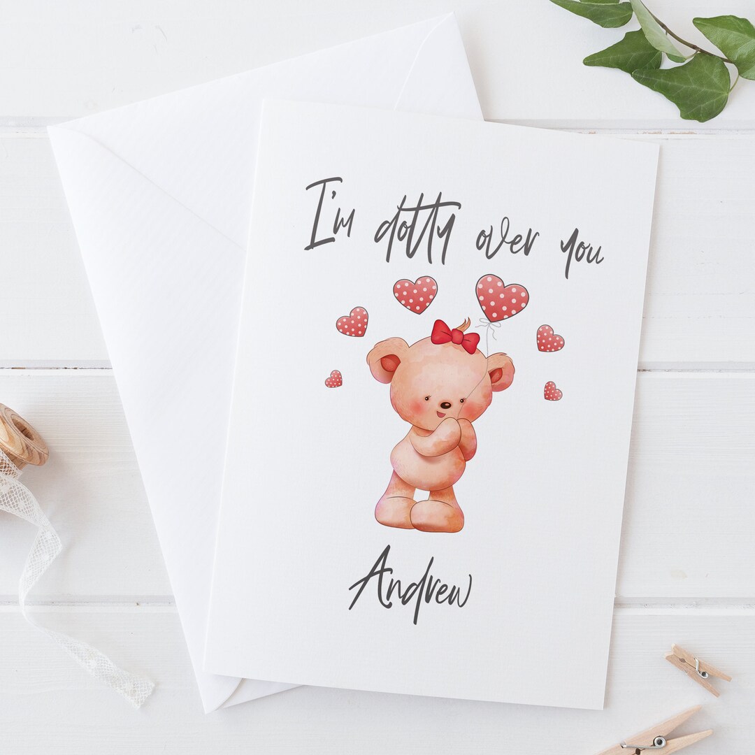 I'm Dotty Over You Card Cute Love Bears Card Card for - Etsy
