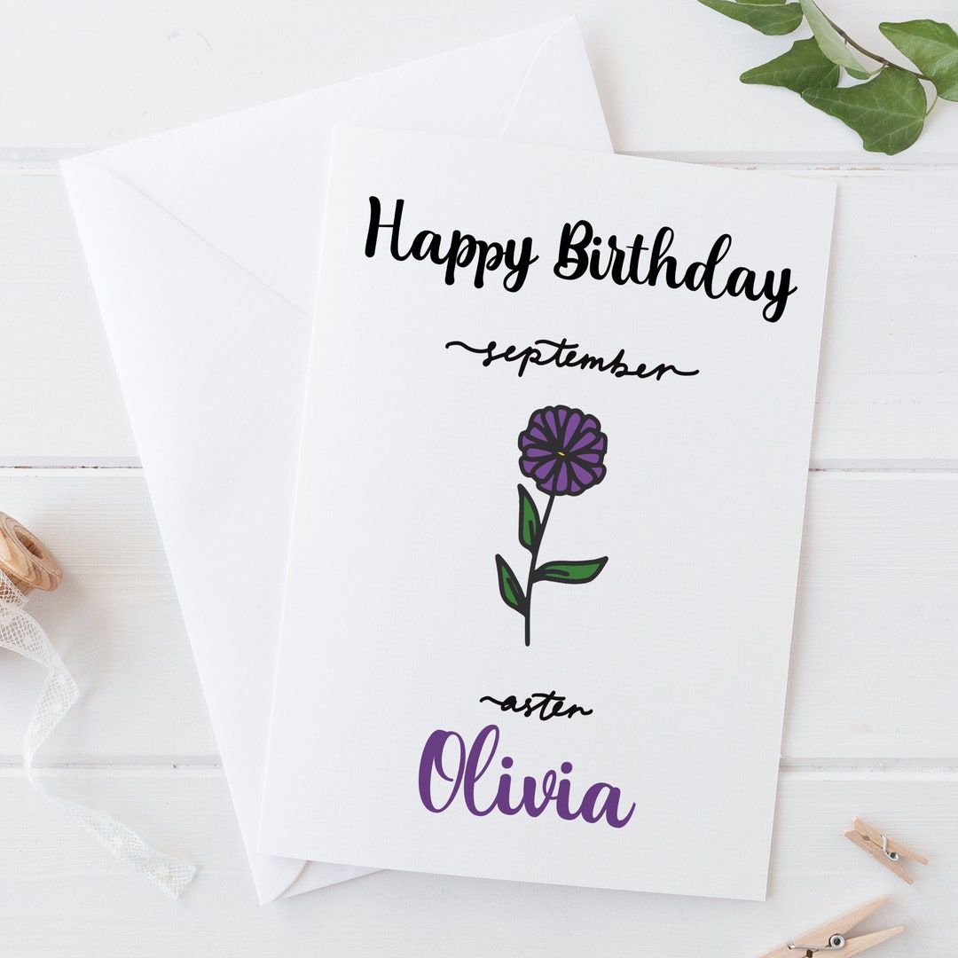 September Birthday Aster Flower Card September Aster Birthday - Etsy