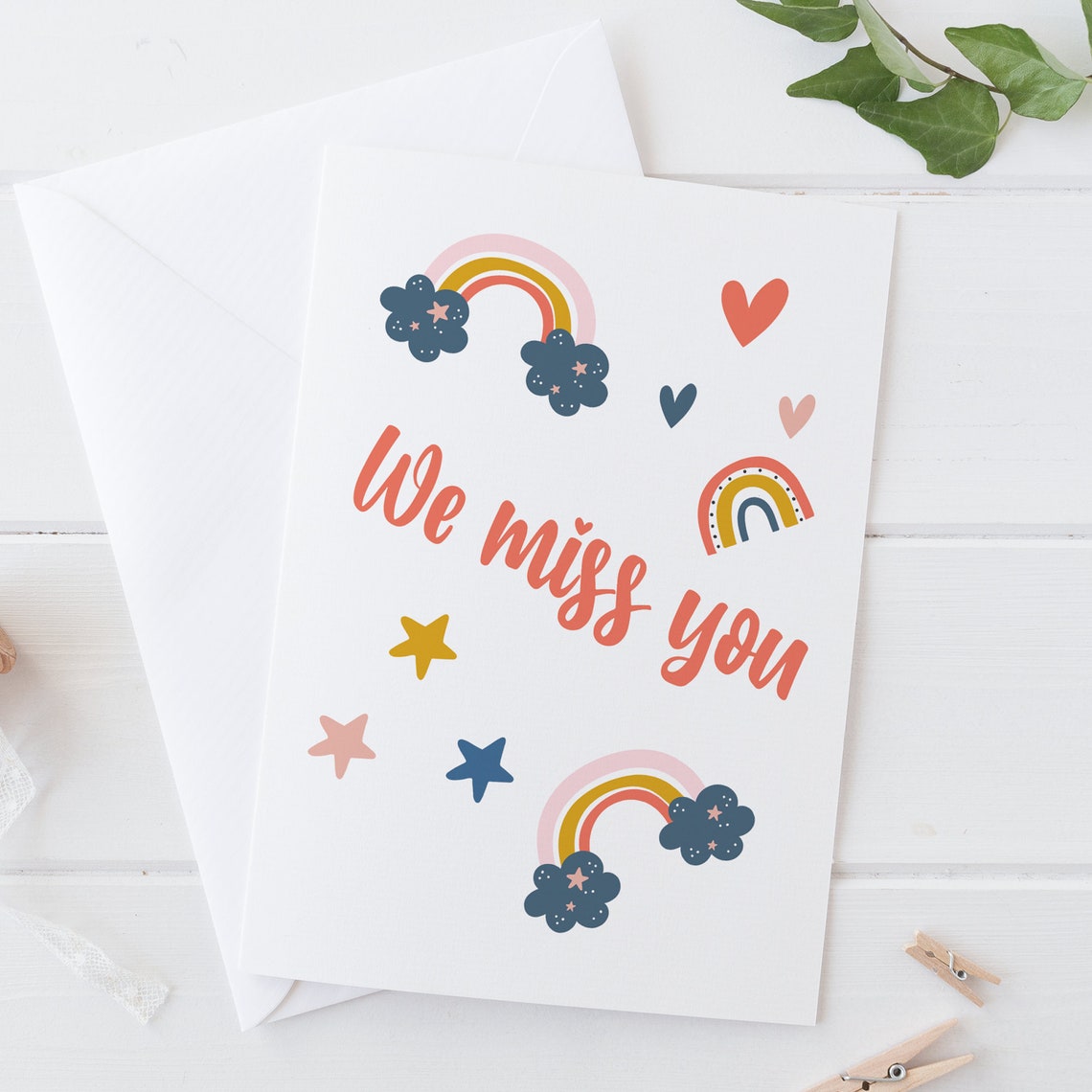 We Miss You Rainbow Stay Safe Sending Hugs Isolation Card - Etsy
