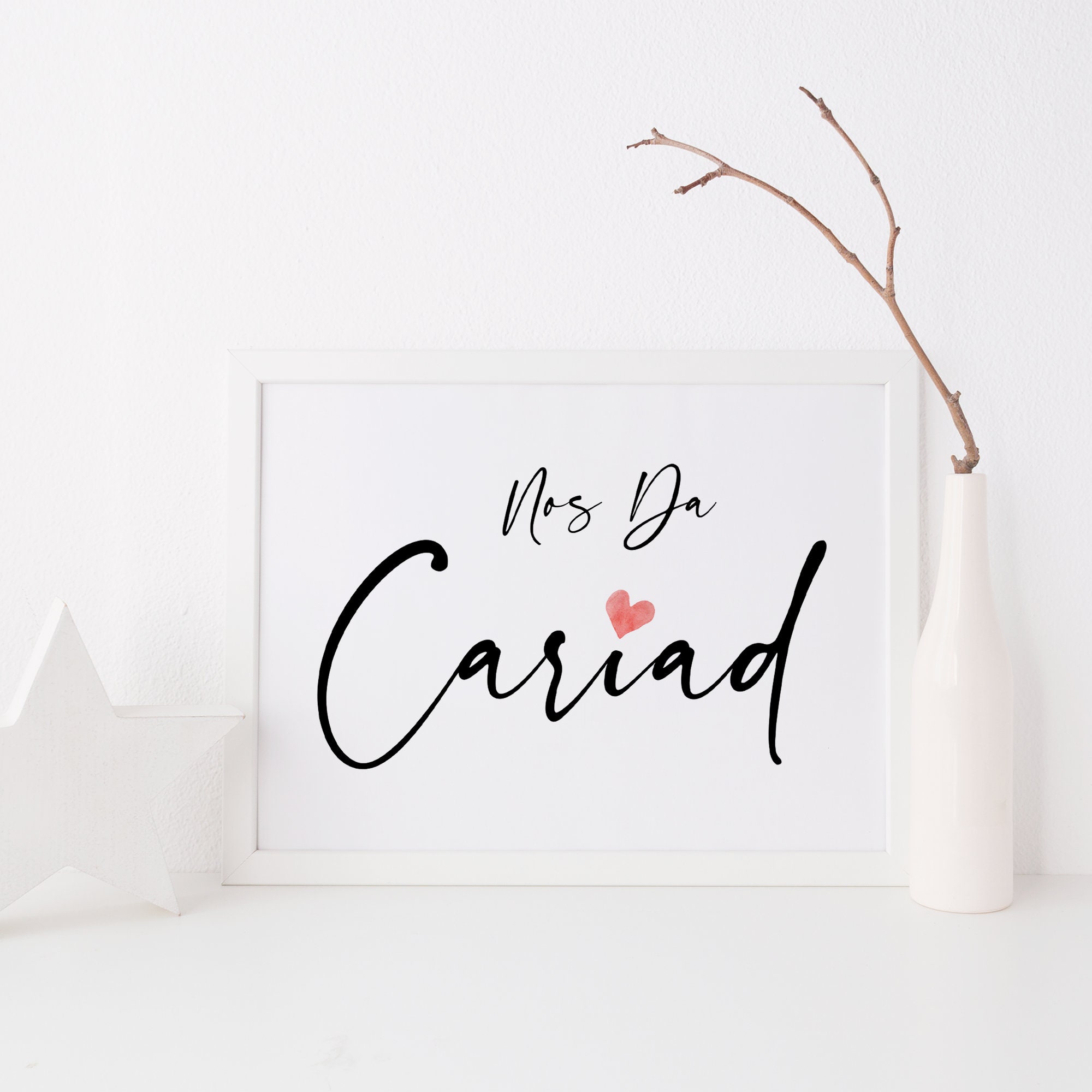 Nos Da Cariad Welsh Print Welcome Print Cymraeg Welsh - Etsy