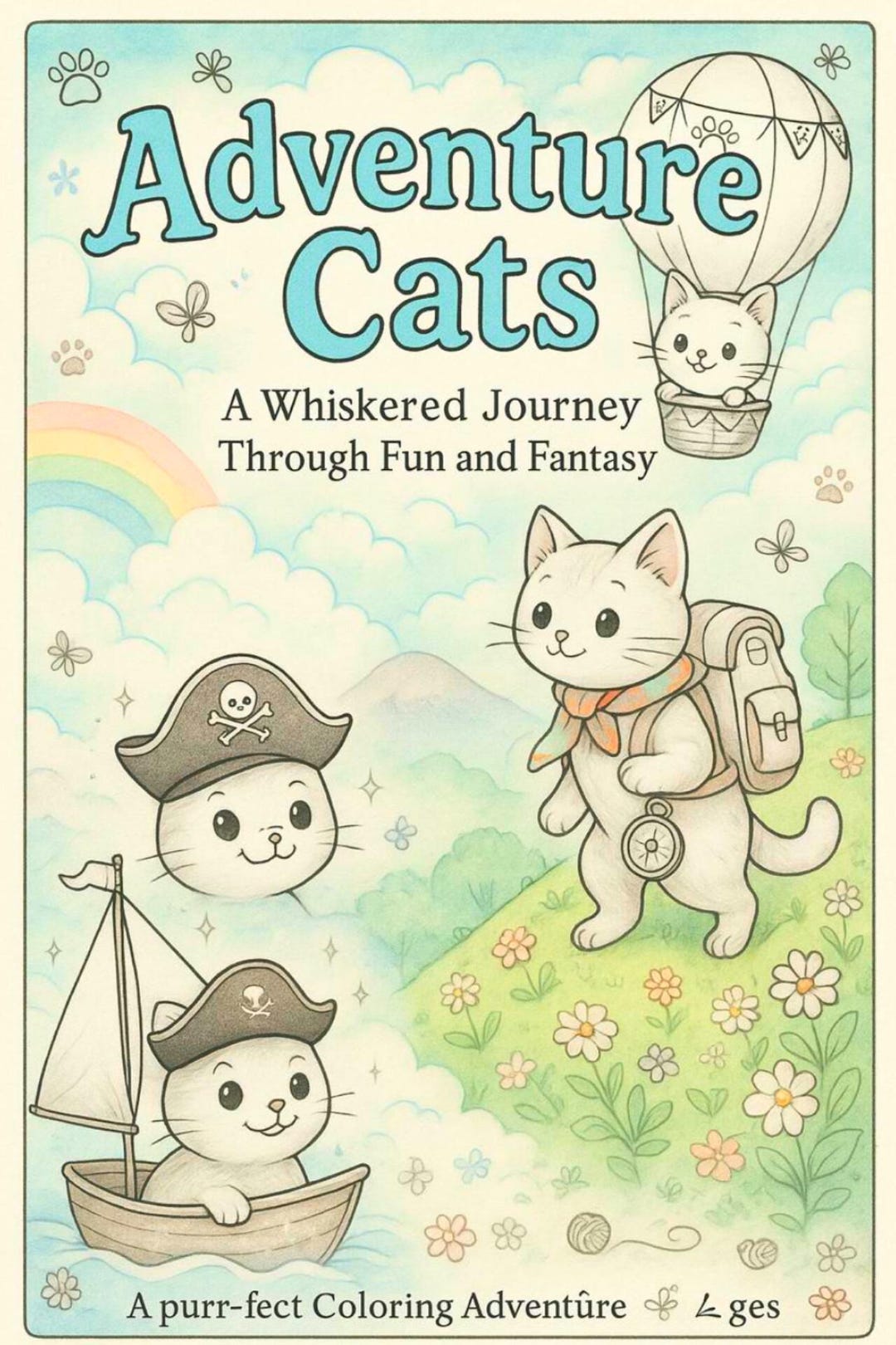 Cute Adventure Cats Printable Coloring Books - Etsy