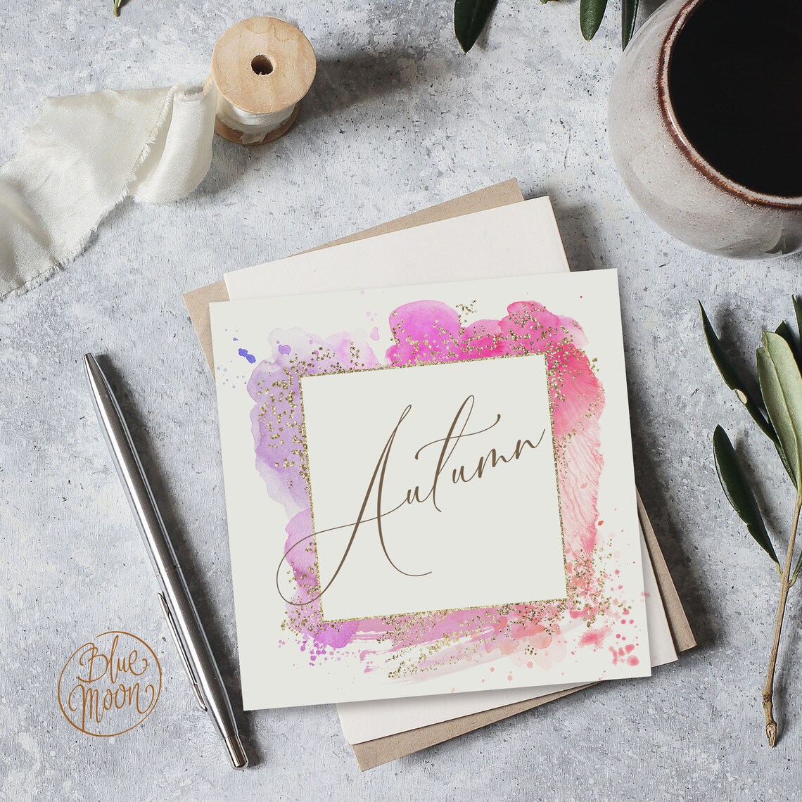 Set of Watercolor Red Pink Violet Frames Gold Decorative - Etsy