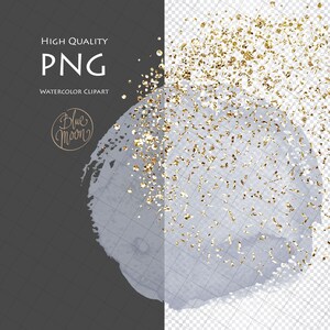 Gray Black Irregular Circles, Watercolor Clipart Plus Decorative Golden ...