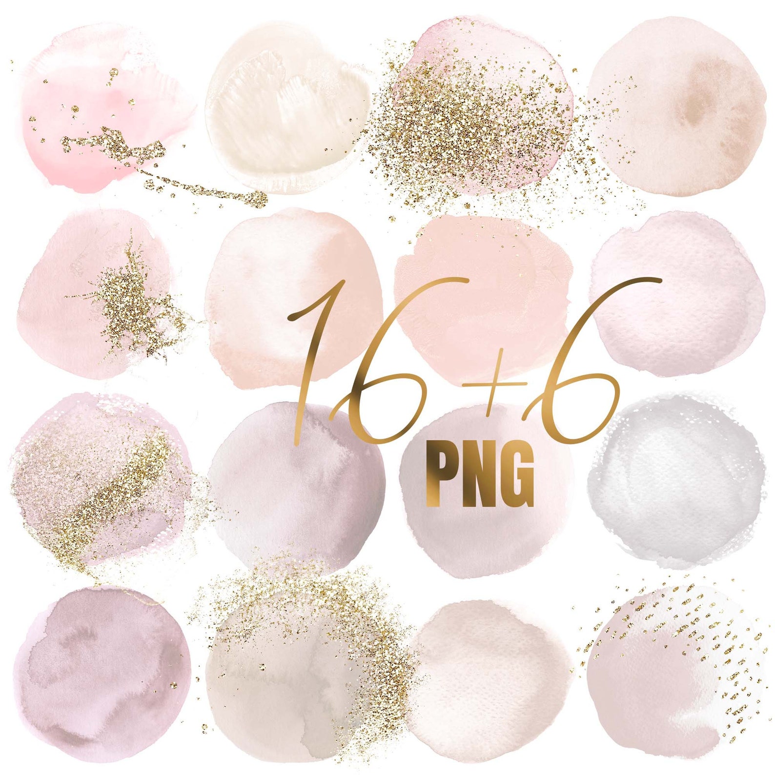 Beige Irregular Circles Hand Painted Watercolor Clipart Plus | Etsy