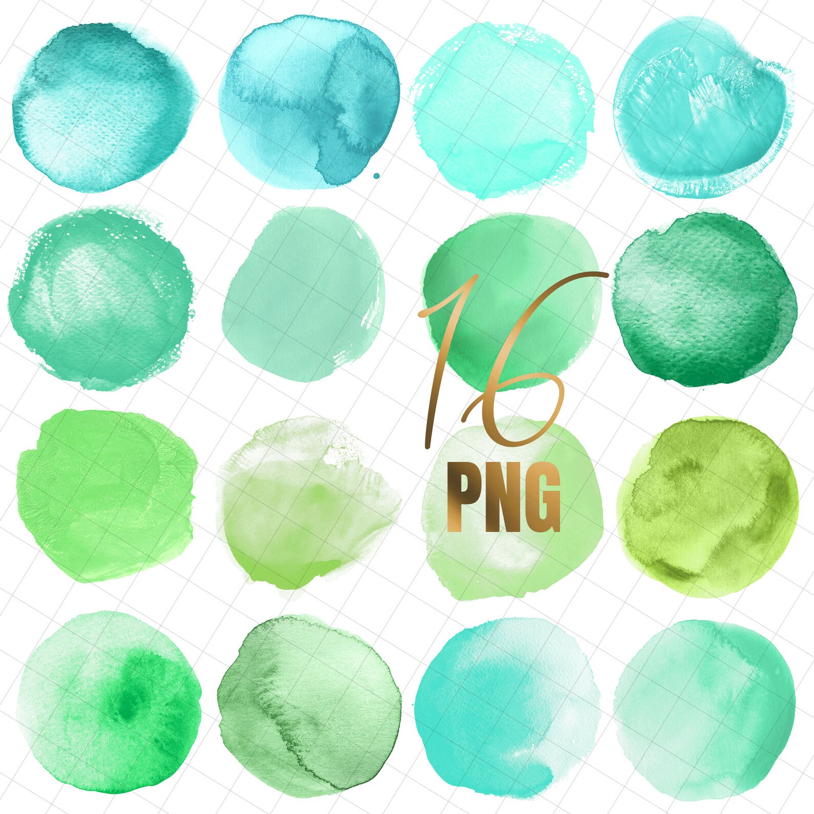 Green Irregular Circles Hand Painted Watercolor Clipart Plus | Etsy