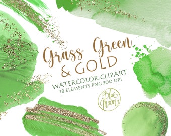 Sage Green With Gold Watercolor Splash and Brush Stroke | Etsy