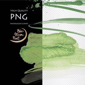 Willow Watercolor Splashes and Brush Strokes, Green Textures and ...