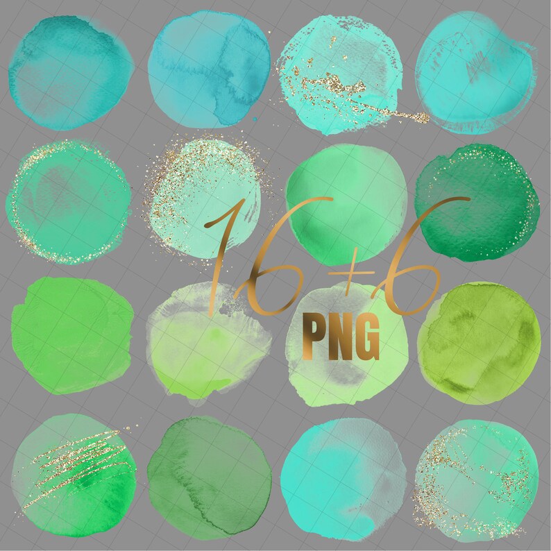Green Irregular Circles Hand Painted Watercolor Clipart Plus | Etsy
