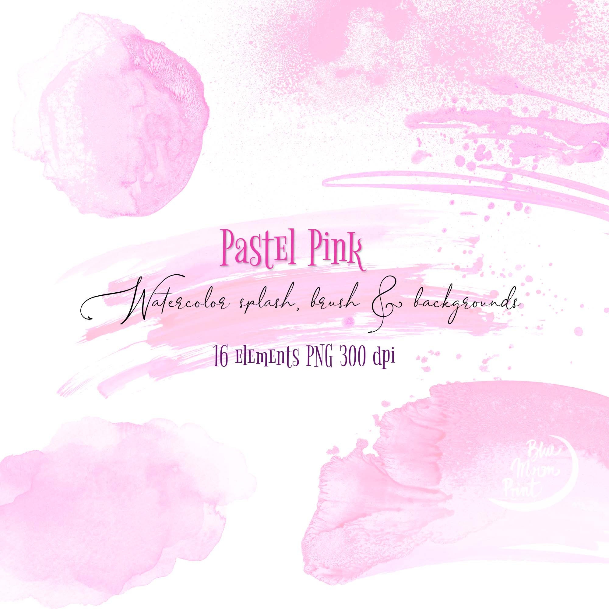Pastel Pink Watercolor Splash and Brush Stroke Clipart | Etsy