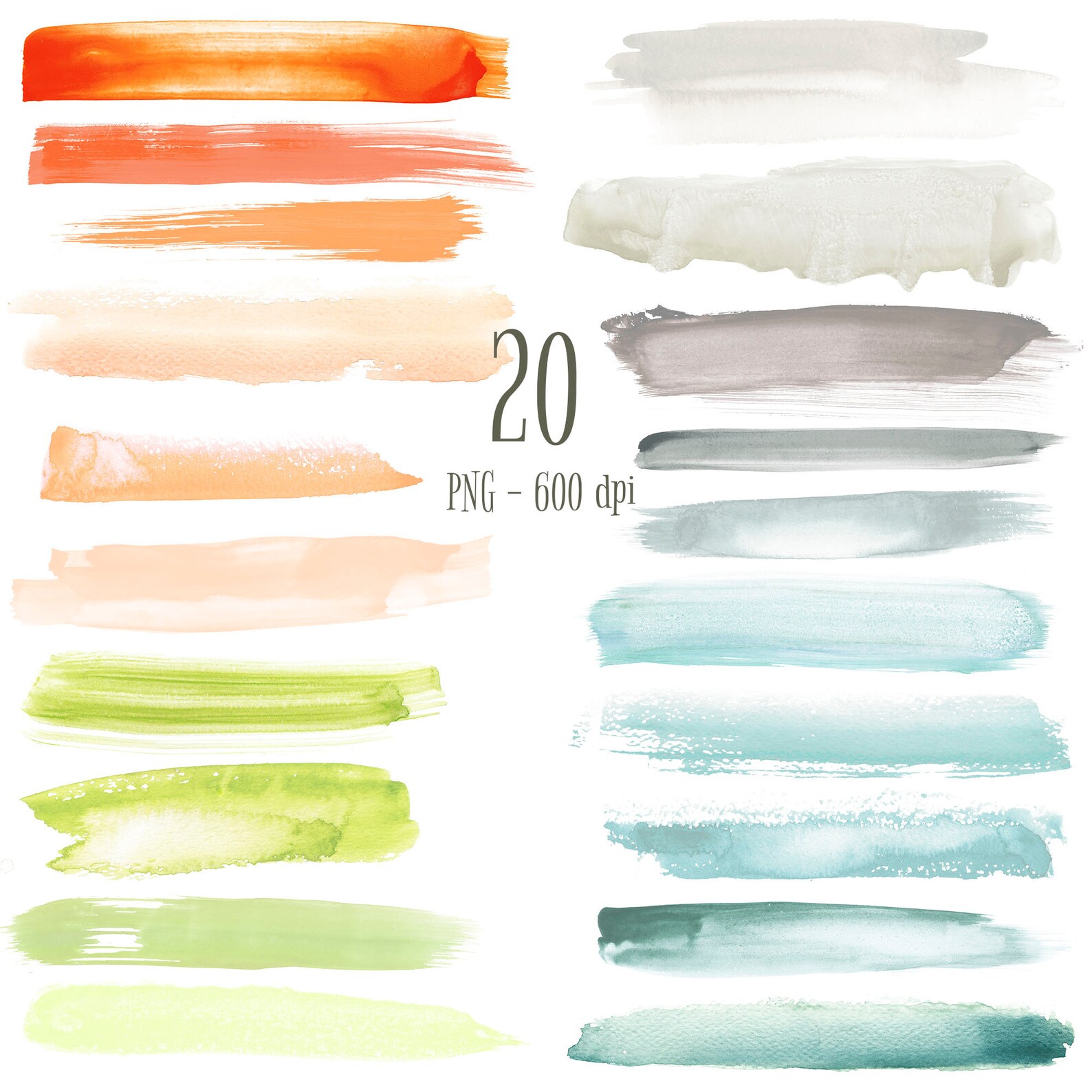 Fresh Air Colorful Watercolor Brush Strokes Clipart. Set of - Etsy