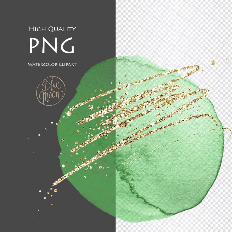 Green Irregular Circles Hand Painted Watercolor Clipart Plus | Etsy