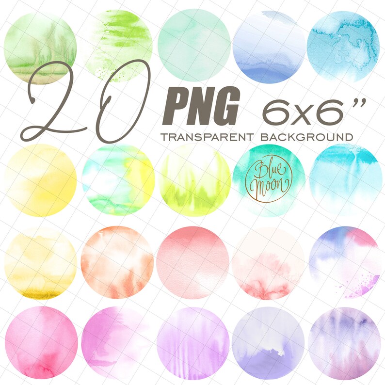 Watercolor Pastel Circle Clipart Hand Painted Graphic - Etsy