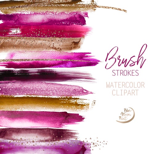 Green Watercolor Brush Strokes Clipart. Set of 25 PNG Clip Art - Etsy