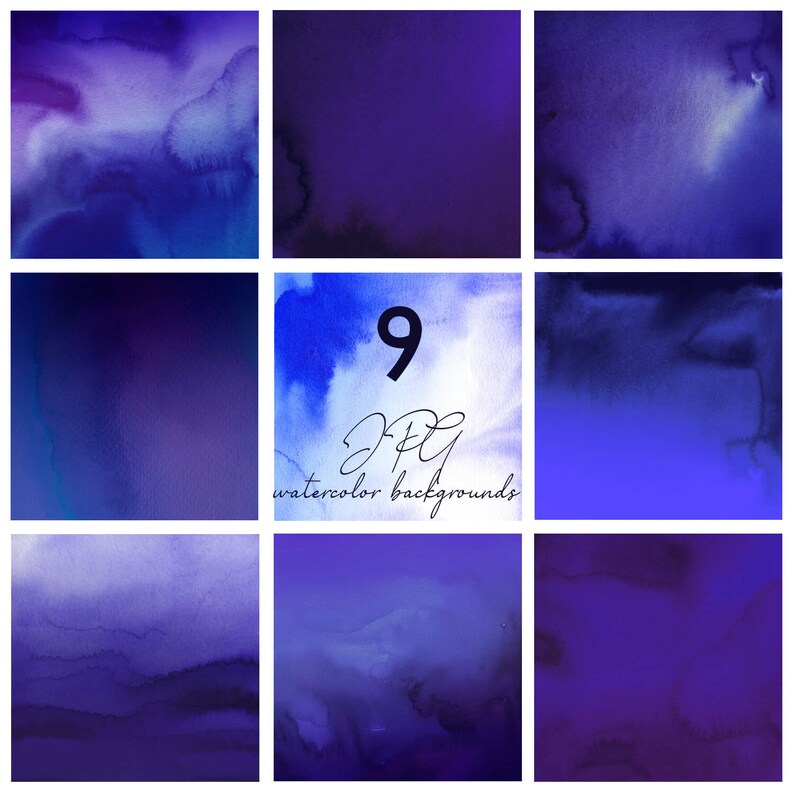 Indigo blue watercolor backgrounds decorative textures | Etsy