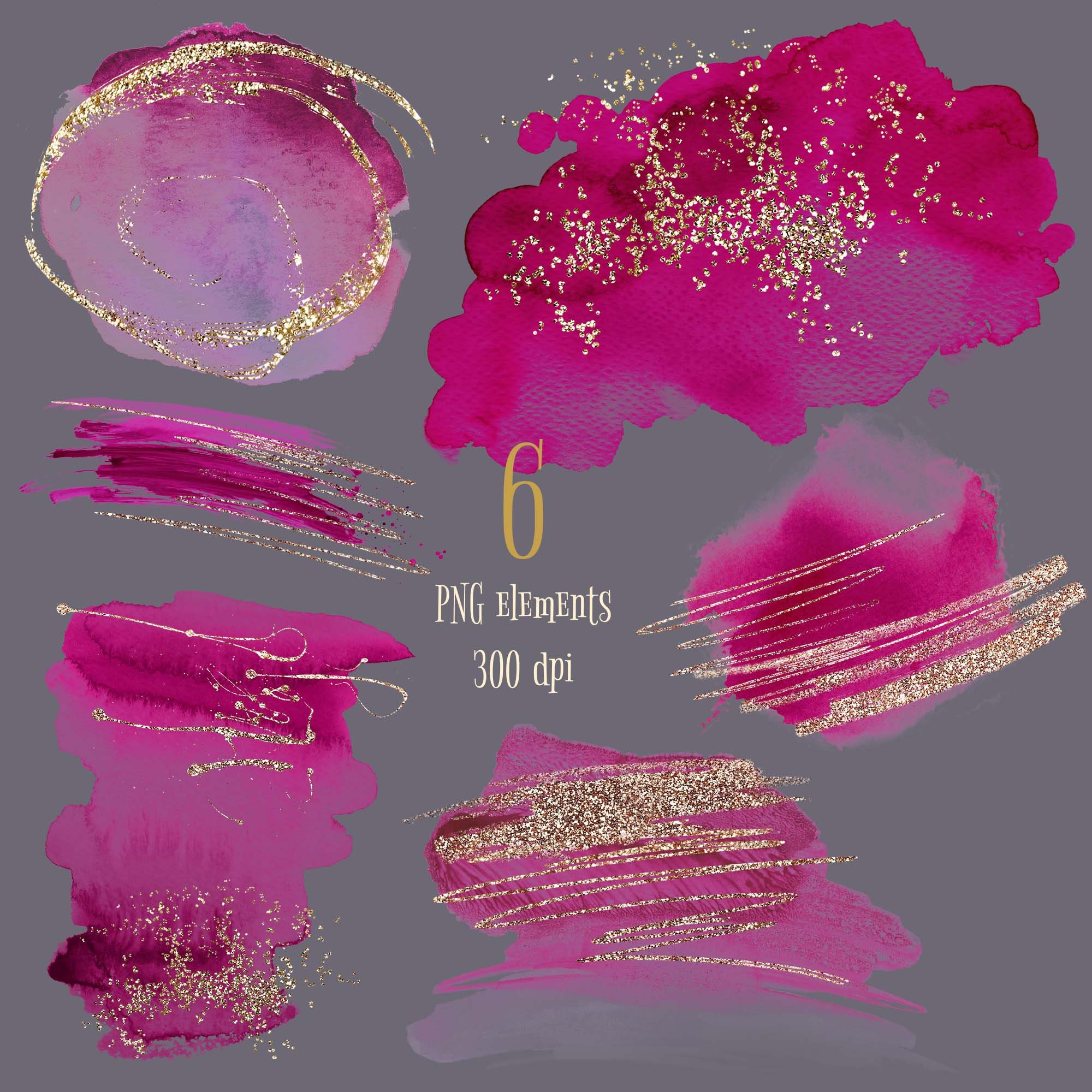 Burgundy With Gold Watercolor Splash and Brush Stroke Clipart - Etsy