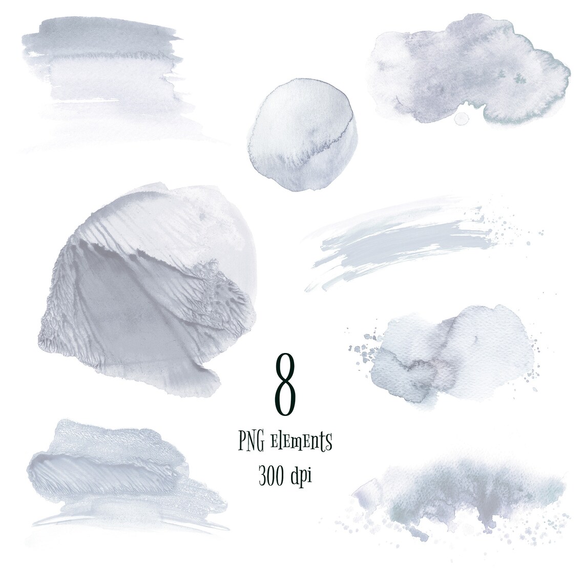 Gray With Silver Watercolor Splash Clipart Decorative - Etsy