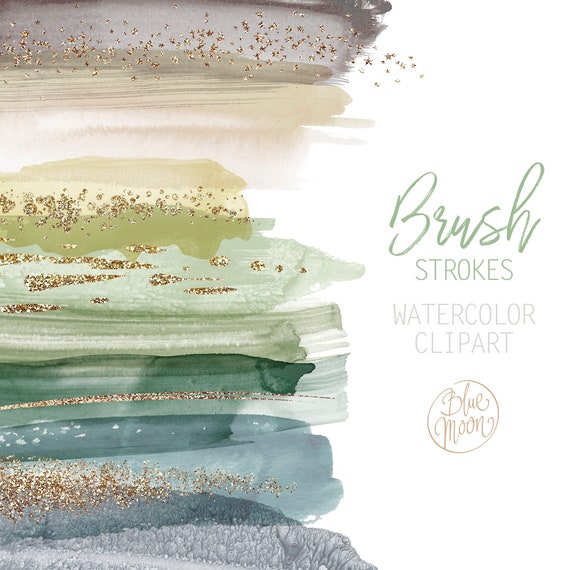 Watercolor Brush Strokes Clipart in Nature Colors. Set of 25 - Etsy