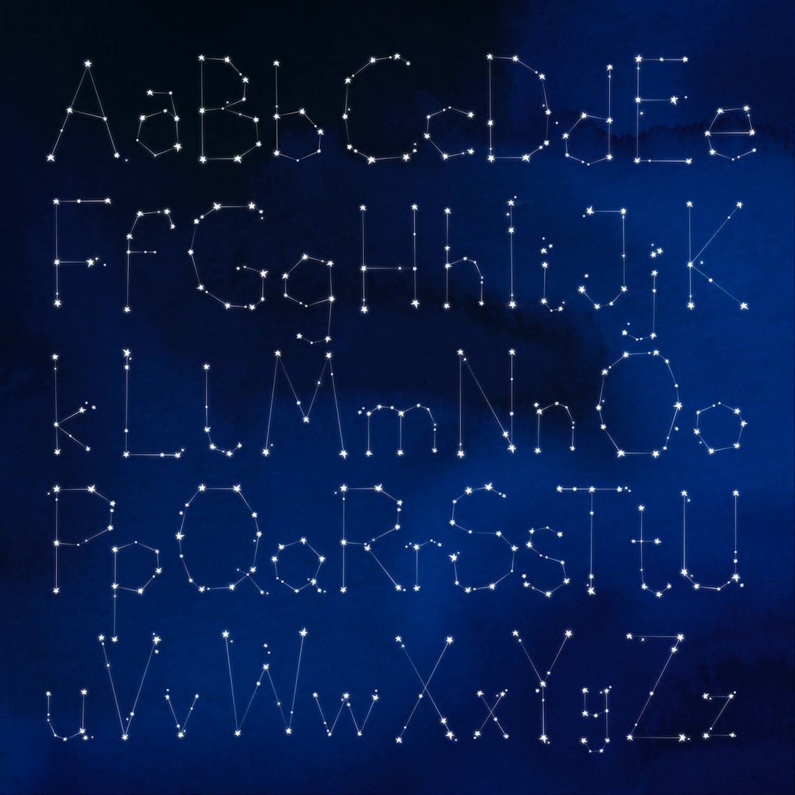 Starry Alphabet Clipart Stellar Letters and Star Numbers | Etsy