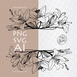 Lily Flower, Decorative Floral Graphic Frame. Svg, Ai and Png Clipart ...