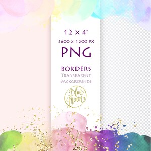 Set of Watercolor Pastel Borders and Gold Decorative Graphics. 12 HQ ...