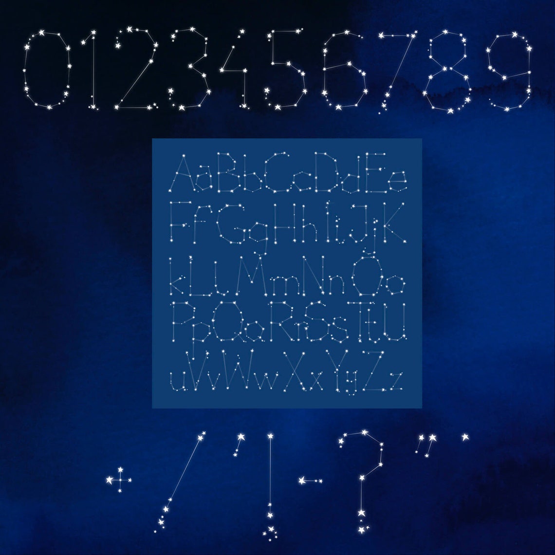 Starry Alphabet Clipart Stellar Letters and Star Numbers | Etsy