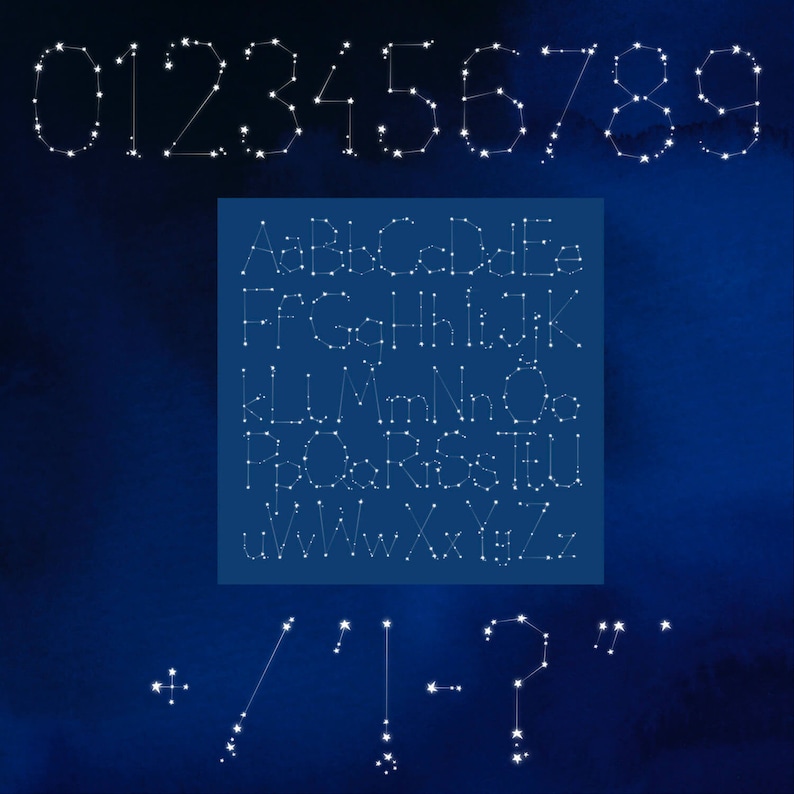 Starry Alphabet Clipart Stellar Letters and Star Numbers | Etsy