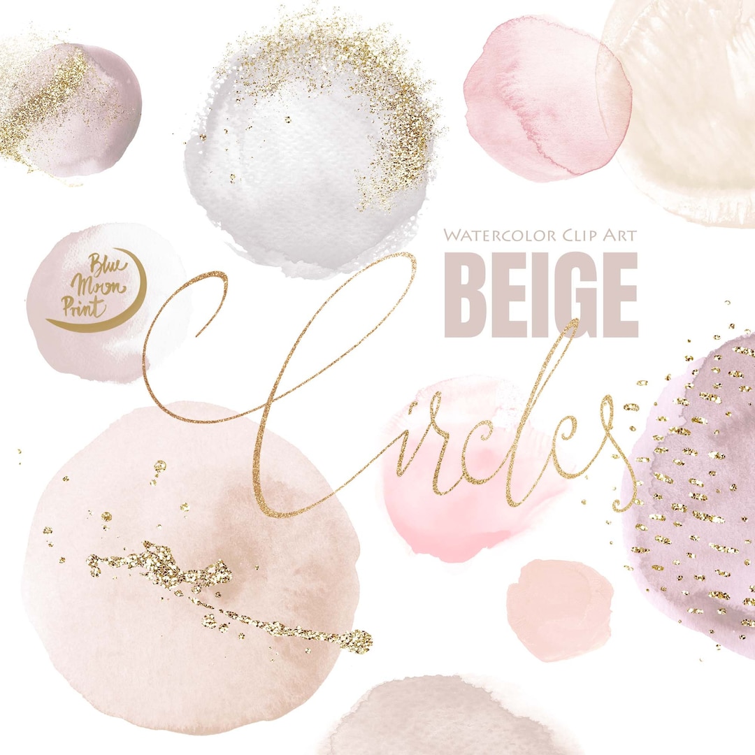 Beige Irregular Circles, Hand Painted Watercolor Clipart Plus ...