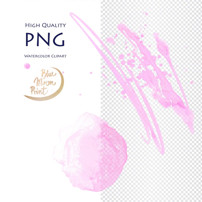 Pastel Pink Watercolor Splash and Brush Stroke Clipart | Etsy