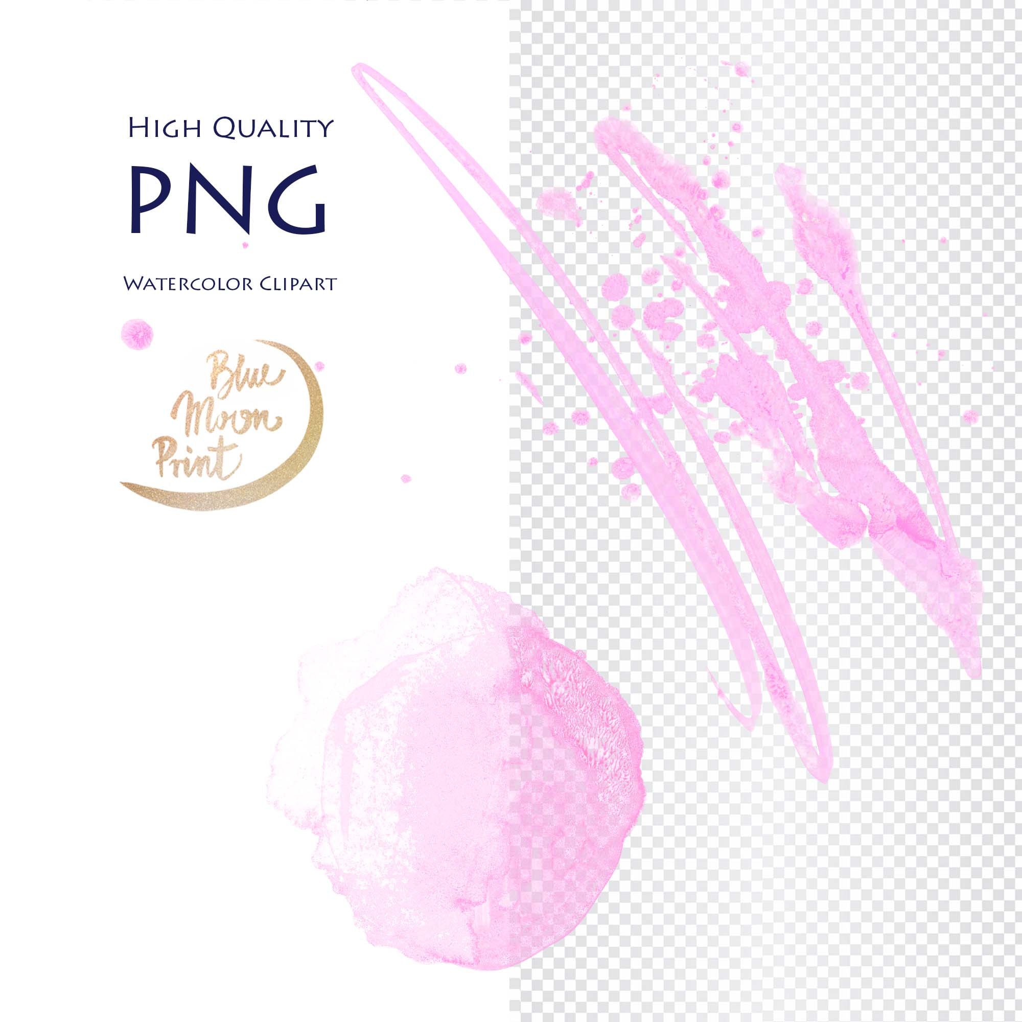 Pastel Pink Watercolor Splash and Brush Stroke Clipart | Etsy