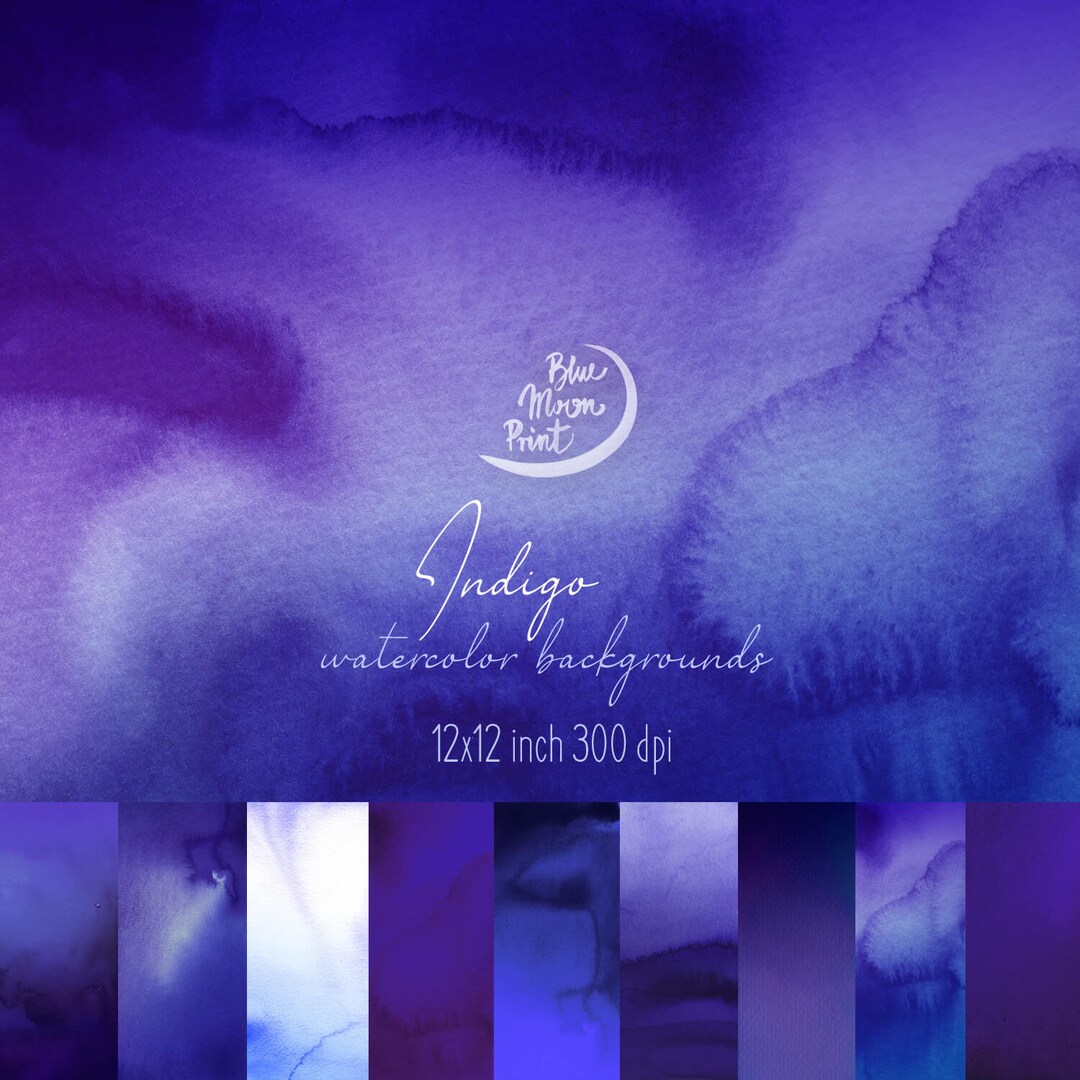 Indigo Blue Watercolor Backgrounds, Decorative Textures 12x12" Plus ...
