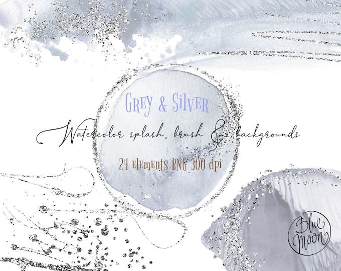 Chrome Silver Metallic Handmade Watercolor - Etsy