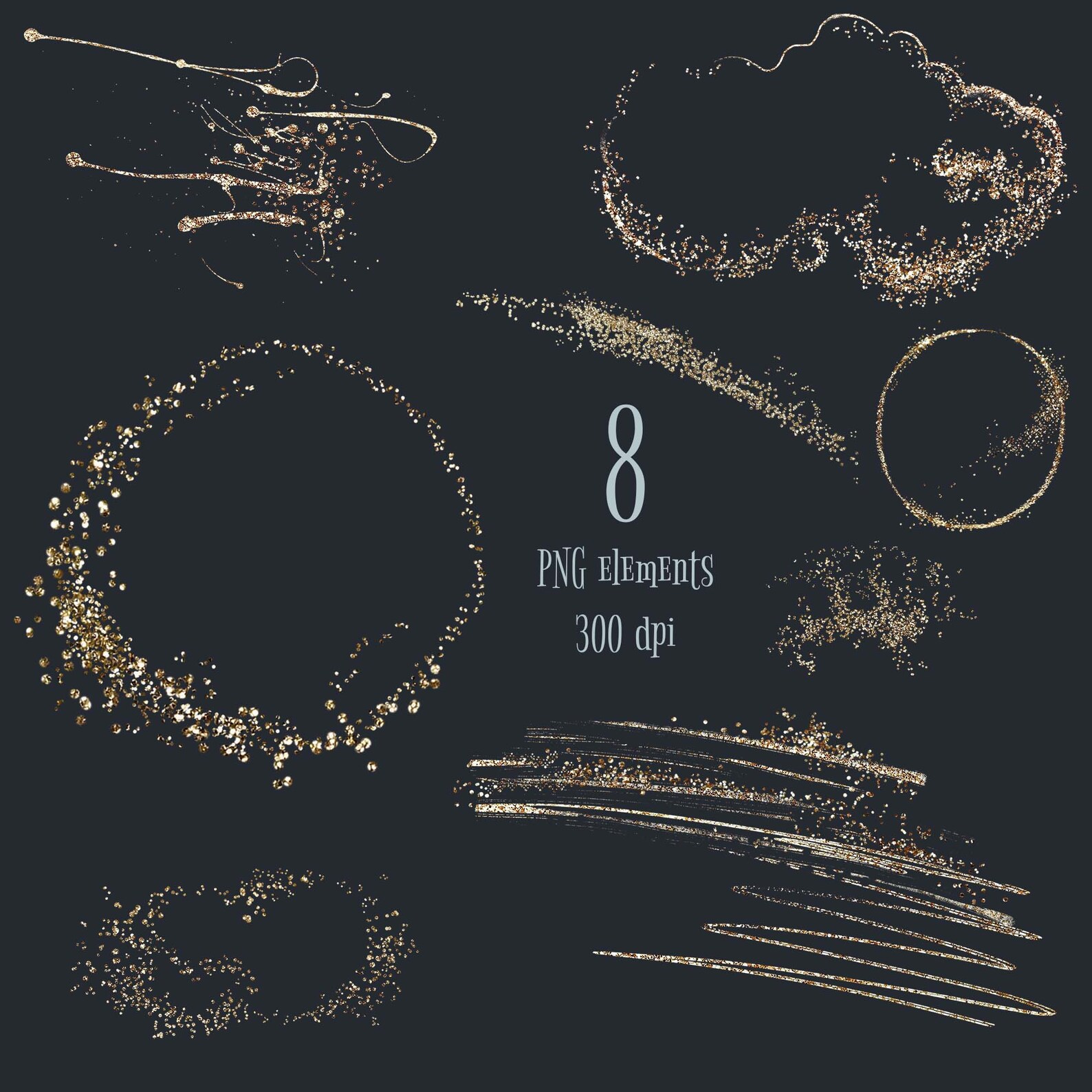 Gray With Gold Watercolor Splash and Brush Stroke Clipart - Etsy