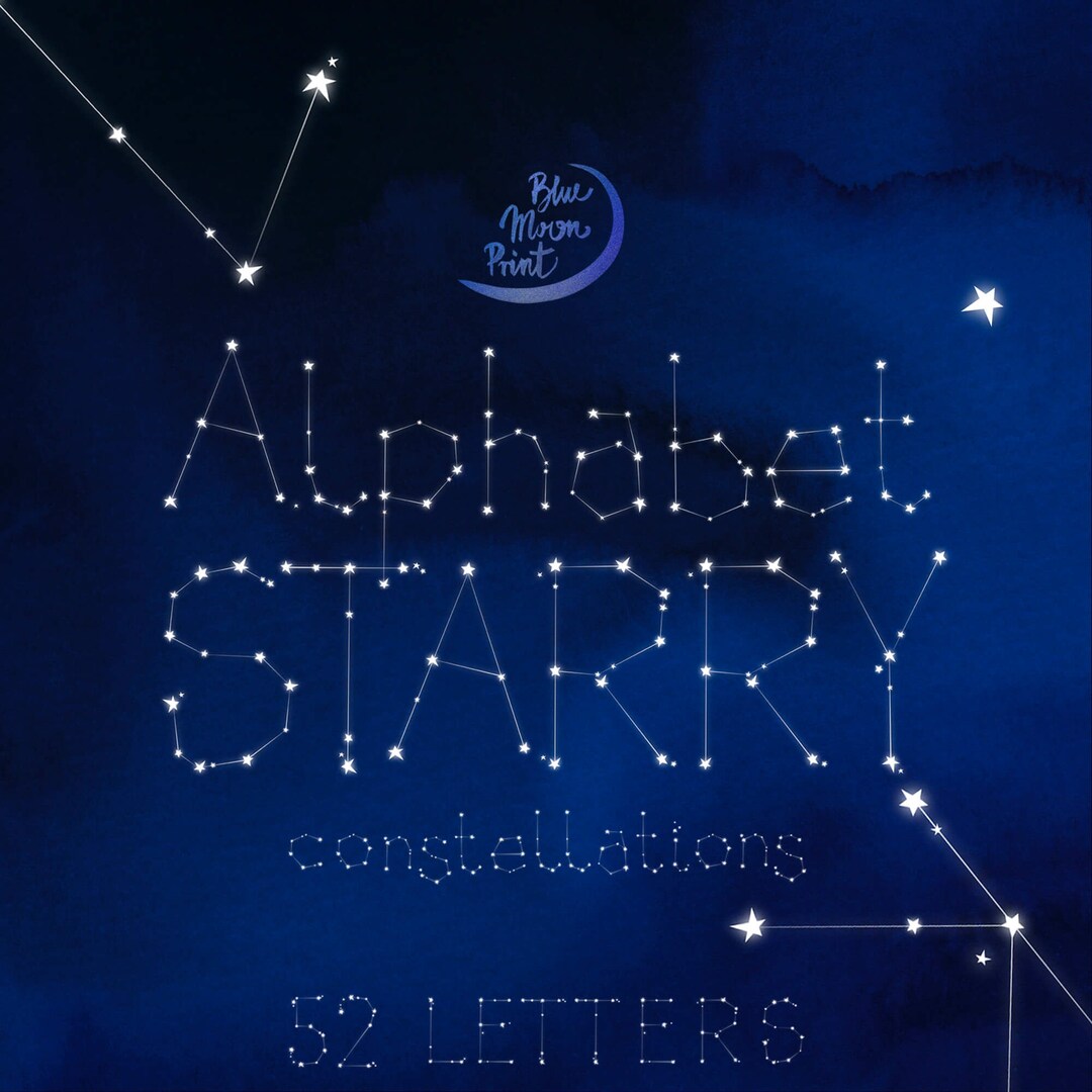 Starry Alphabet Clipart, Stellar Letters and Star Numbers, Plus ...