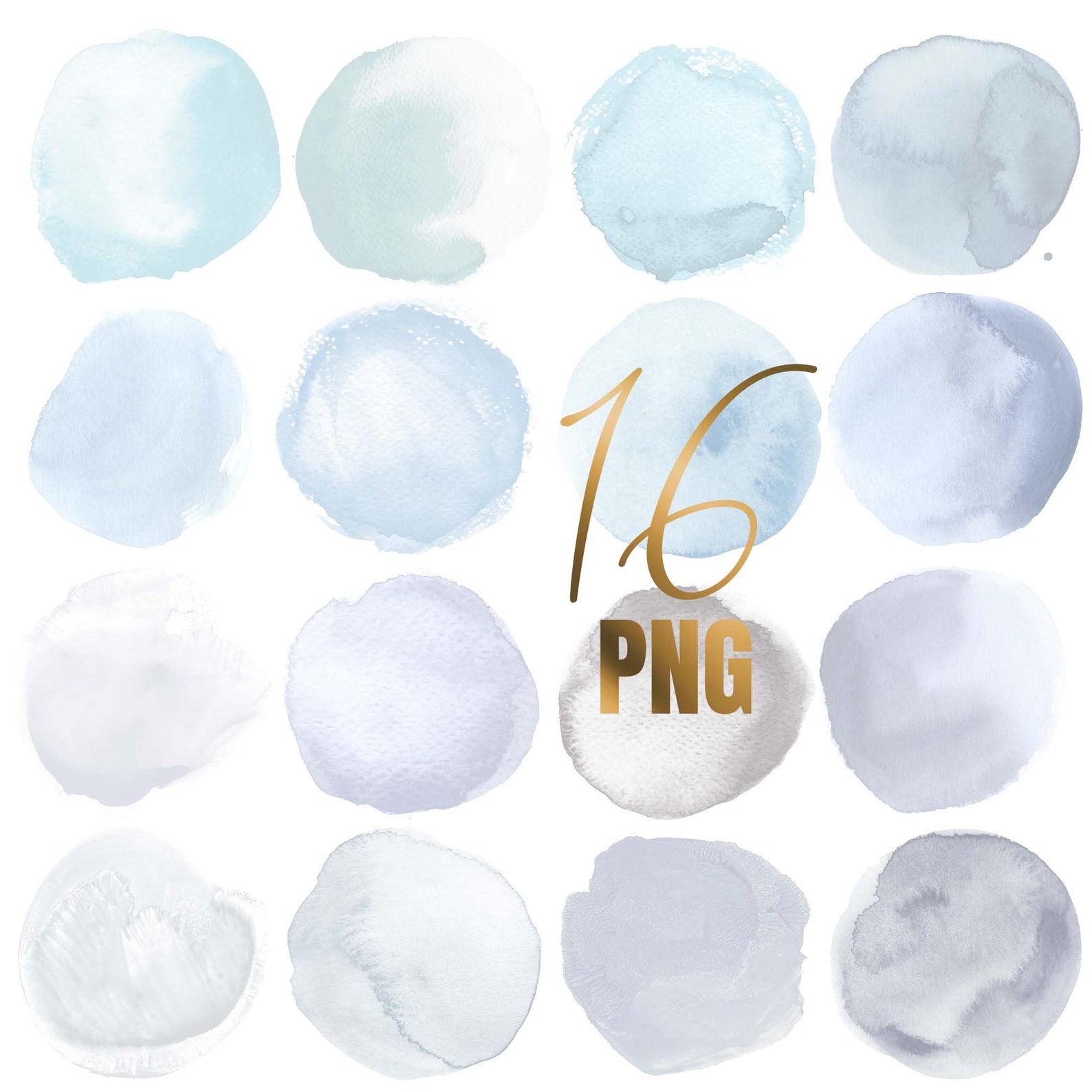 Light Blue Irregular Circles Hand Painted Watercolor Clipart - Etsy