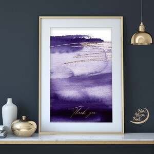 Purple and Gold Watercolor Splash and Brush Stroke Clipart, Abstract ...