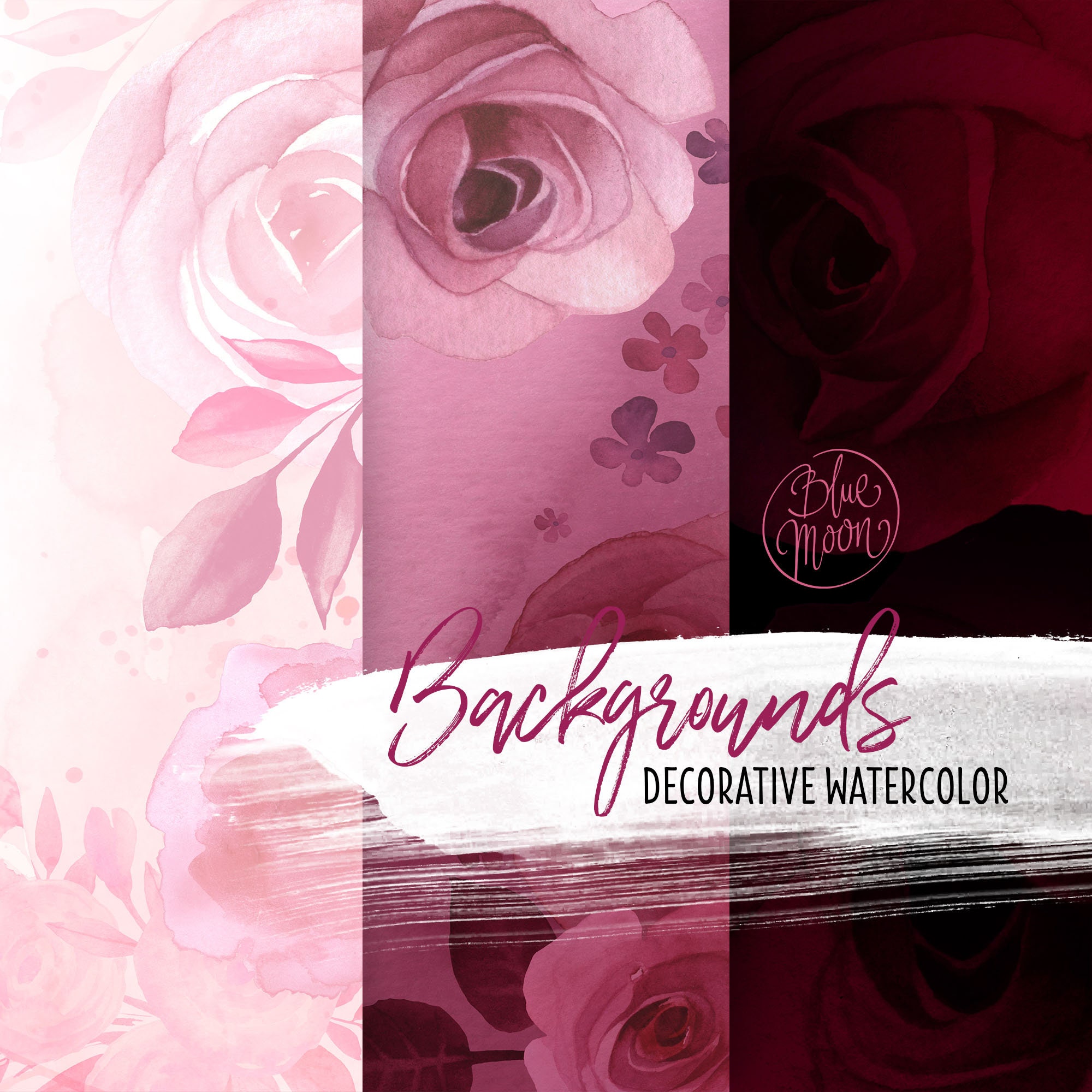 Burgundy Pink Watercolor Backgrounds decorative textures and | Etsy