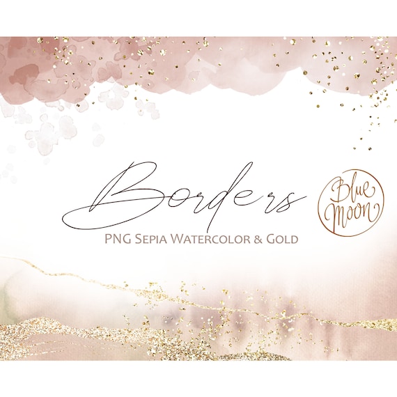 Set of Watercolor Beige Sepia Borders and Gold Decorative - Etsy